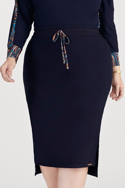Saia Lápis Mullet Denim Plus Size Titanium Jeans