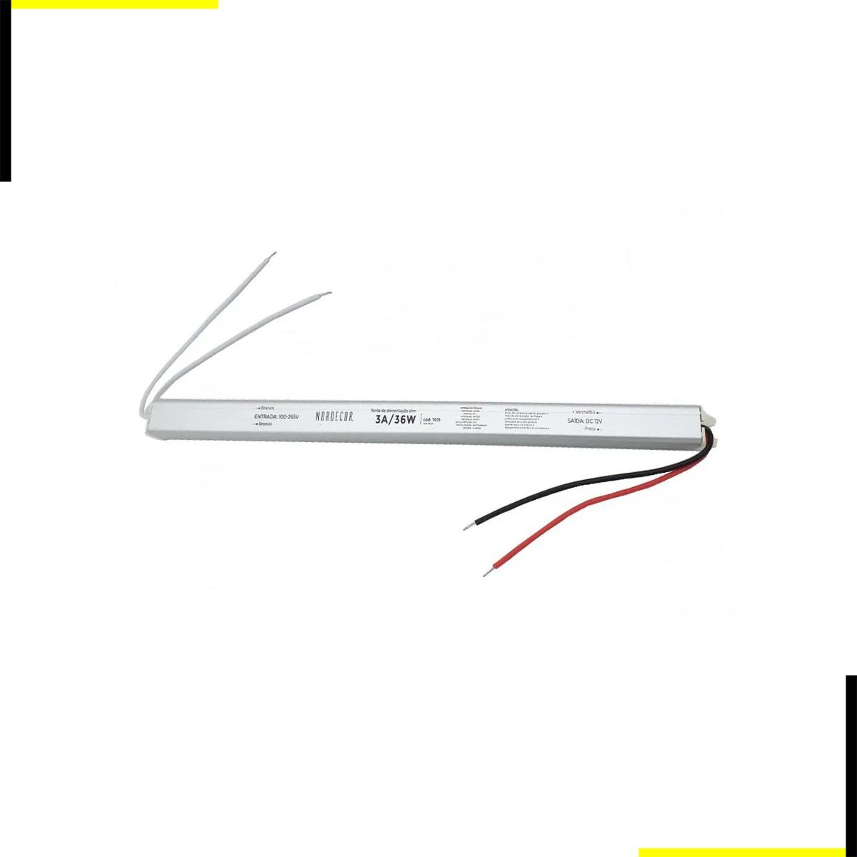 Fonte Driver Slim 3A 36W 12V Bivolt | Nordecor