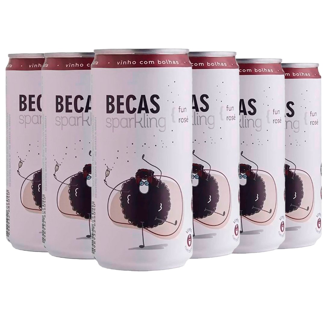 Kit 6 Latas Vinho Frisante Becas Fun Rosé 269ml