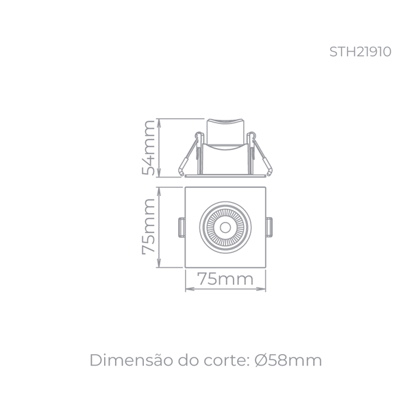 SPOT DE EMBUTIR LED EASY RECUADO 38° 3000K 3W BIV 7,5X7,5X5,4CM ABS ...