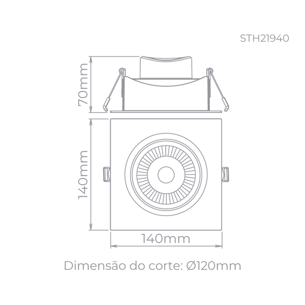 SPOT DE EMBUTIR LED EASY RECUADO 30° 4000K 12W BIV 14X14XCM ABS BRANCO ...