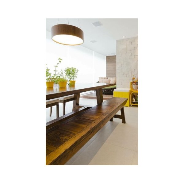 PENDENTE CILÍNDRICO Ø50X16CM MADEIRA E ACRÍLICO - FOX LUSTRES 694