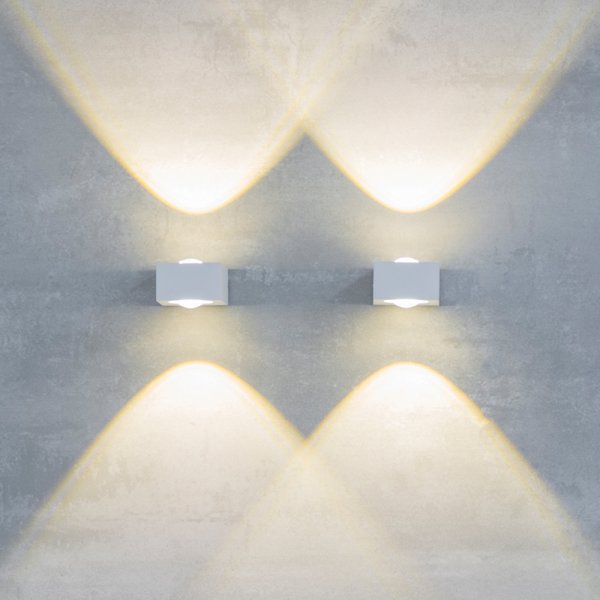 ARANDELA LED FOLUÍ FACHO DUPLO ABERTO EXTERNO 3000K 6W 5,3X7X8,3CM ALUMÍNIO BRANCO - NORDECOR 2005