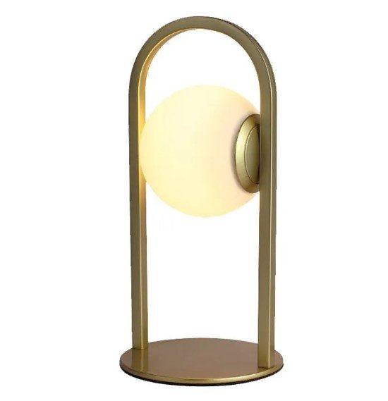 LUMINÁRIA DE MESA LED PLOC 3000K 4,8W BIV METAL E VIDRO DOURADO E ...