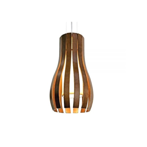 PENDENTE RIPADA Ø27X50CM MADEIRA - FOX LUSTRES A150