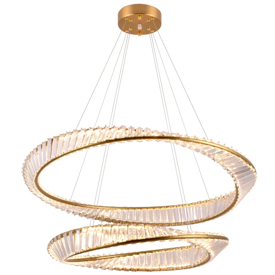 PENDENTE LED DOMINO REDONDO 3000K 80W BIVOLT Ø80CM METAL E CRISTAL ...