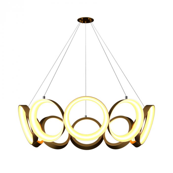 PENDENTE LED TRACCIA 3000K 24W BIVOLT Ø80CM ACRÍLICO E ALUMÍNIO DOURADO ...