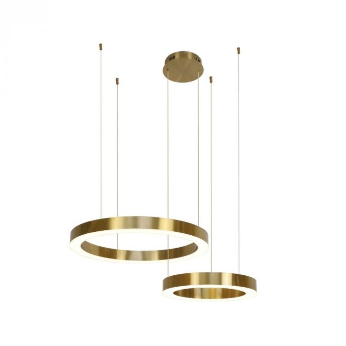 PENDENTES LED 3500K 63W BIVOLT Ø60CM INOX E ACRÍLICO CHAMPANHE FOSCO ...