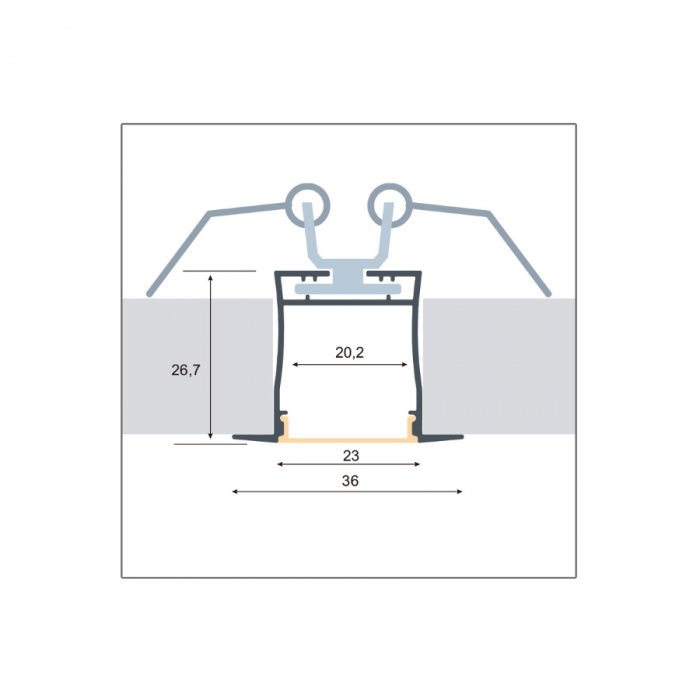 PERFIL DE EMBUTIR 3 METROS ALUMÍNIO E ACRÍLICO BRANCO - ITAMONTE PF-3628/3