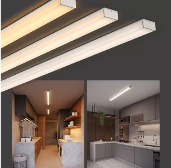 LUMINÁRIA DE SOBREPOR LED PLANE 60CM 5000K 16W BIVOLT BRANCO STELLA ...